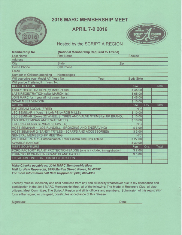 2016 MARC Membership Meet – Model A Restorers Club
